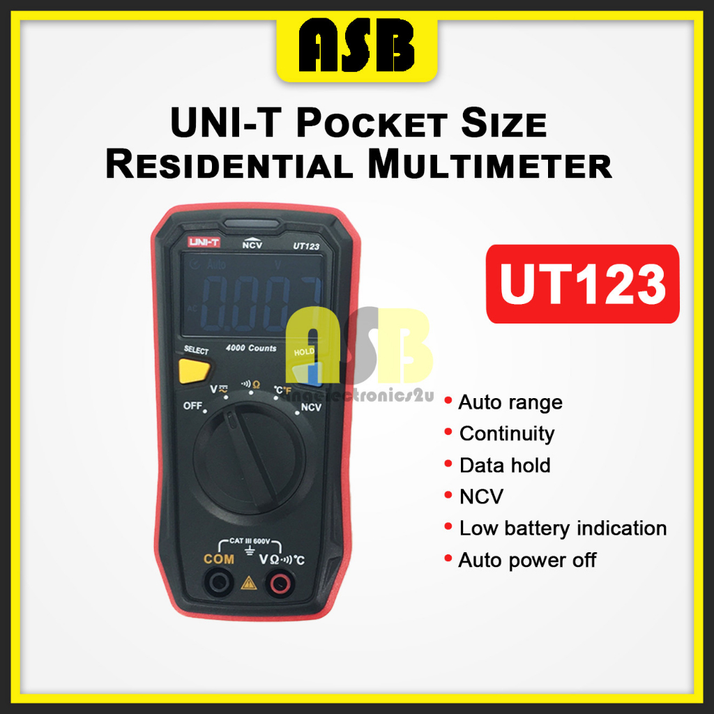 (1pc) Uni-T UT 123 Pocket Sized Residential Multimeter ( 362002194 ...