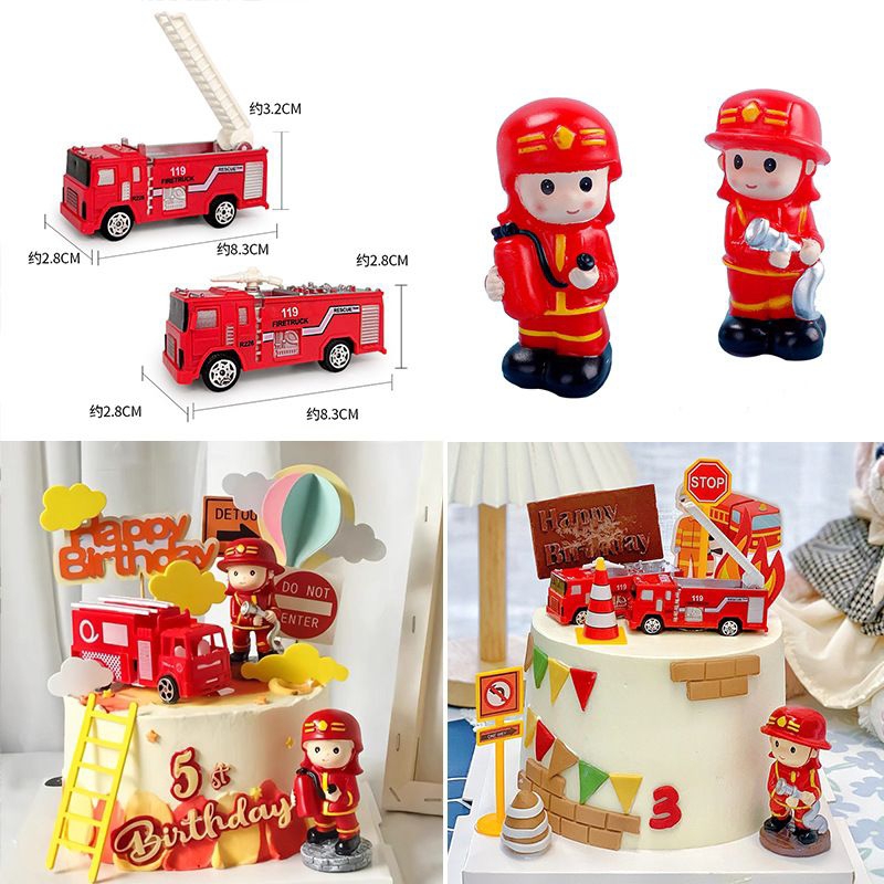 Fireman Toy Cake Topper/Patung Mainan dan Hiasn Kek Tema Bomba dan ...
