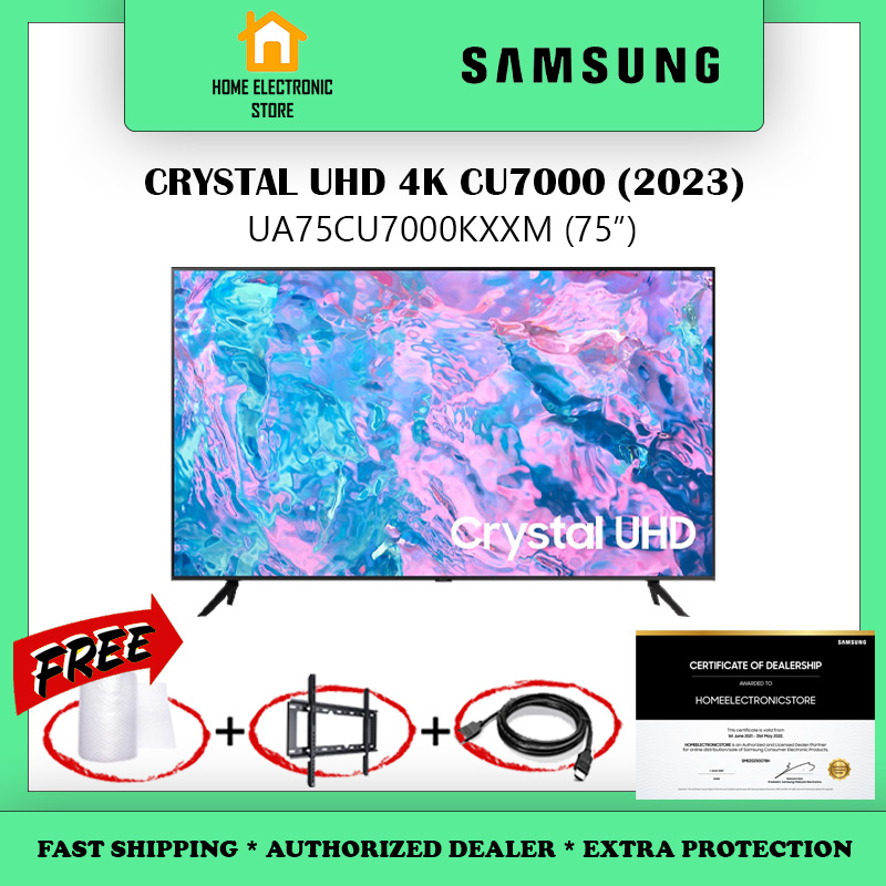 Samsung 75" Crystal UHD 4K CU7000 (2023) | UA75CU7000KXXM 75 Inch TV ...