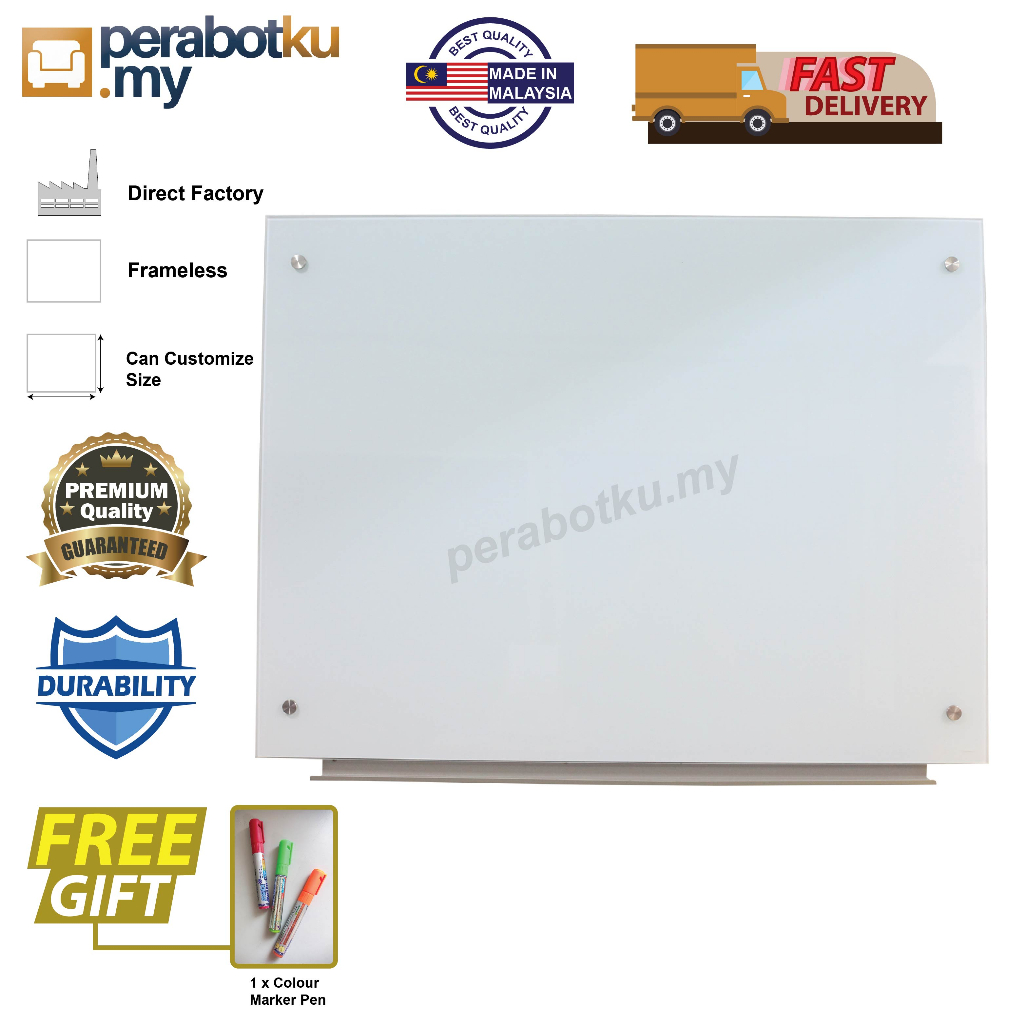Frameless Tempered Glass Writing Board Size : 4ft x 8ft Glass ...