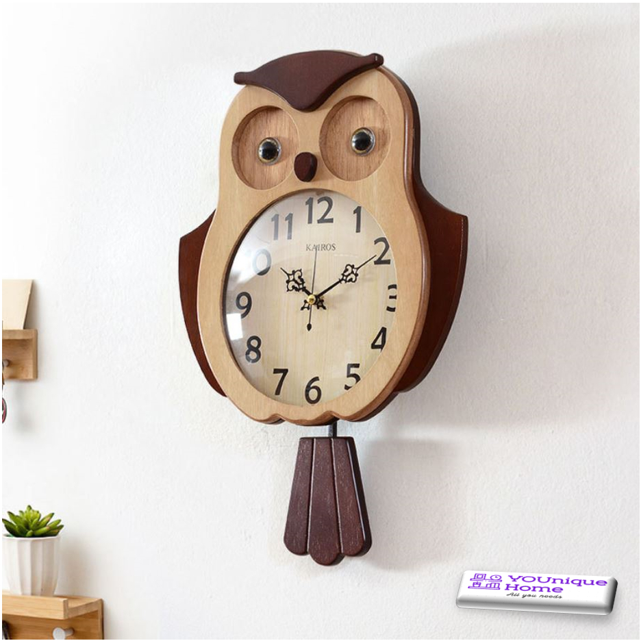 Wall Clock Cute OWL Creative 3D Design Decoration Wood Wooden Home ...