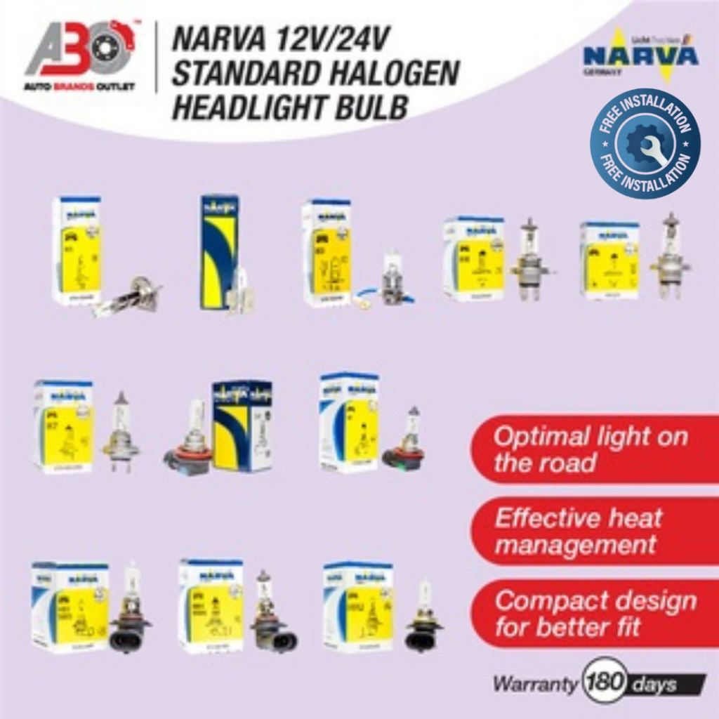 NARVA Germany Halogen Light Car Bulb - H1/H3/H4/H7/H11/HB3/HB4/H16 ...
