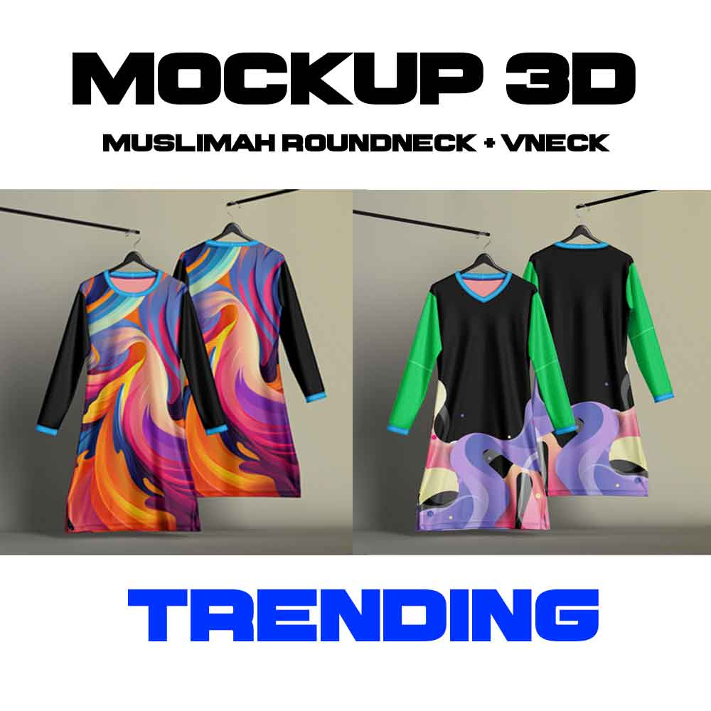 🔥Muslimah Vneck+Roundneck Trending Mockup🔥Editable Realistic Shirt ...