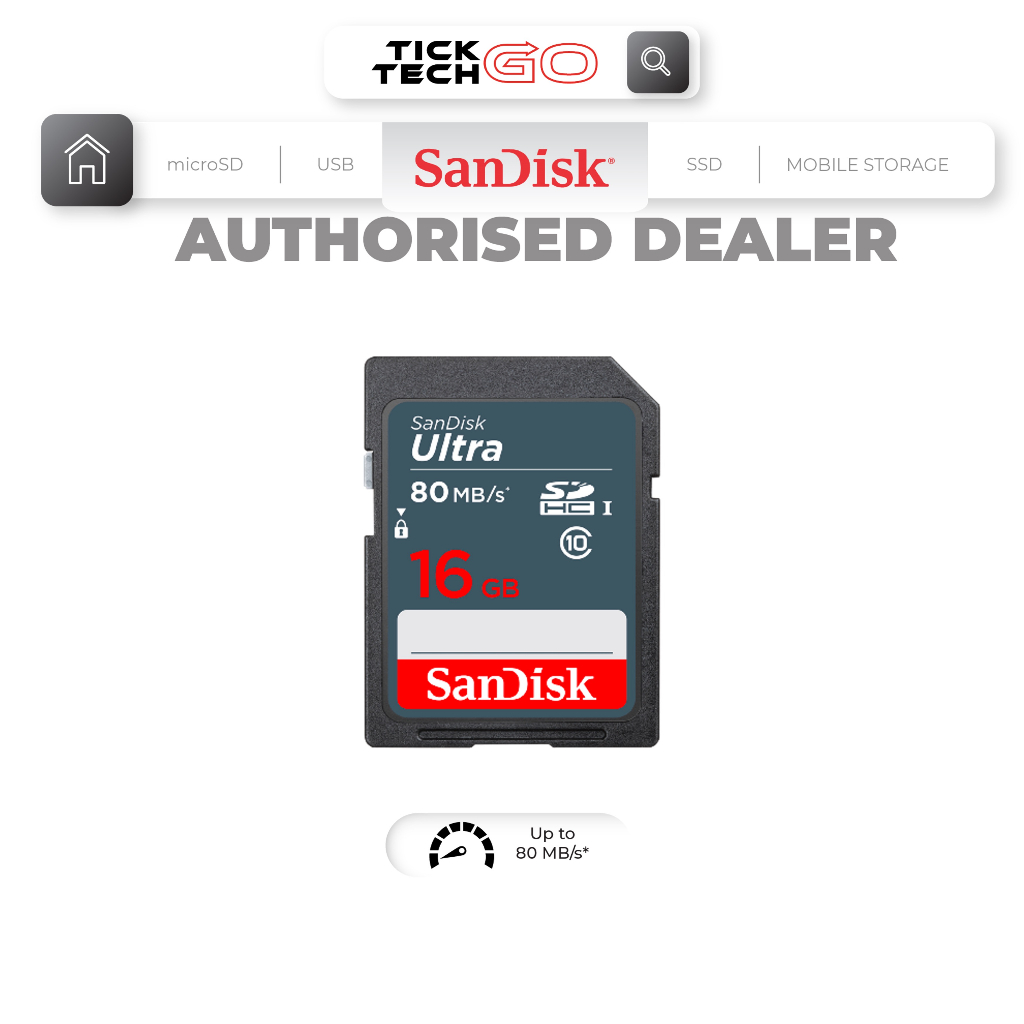 SanDisk Ultra SDHC/SDXC (16GB/32GB/64GB/128GB) UHS-I Class 10 Memory Card (80MB/s-100MB/s ...