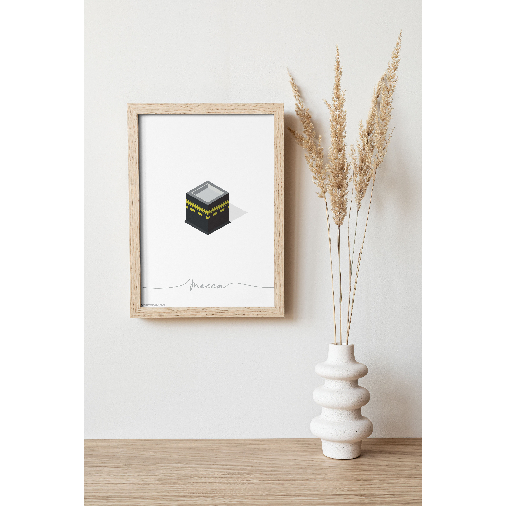 [INCLUDING FRAME] POSTER Mecca & Masjid Nabawi Isometric Minimalist for ...