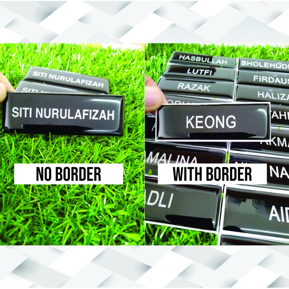 DONE IN 3 WORKING DAY | Name Tag Epoxy Acrylic Hitam Putih (75x25mm ...