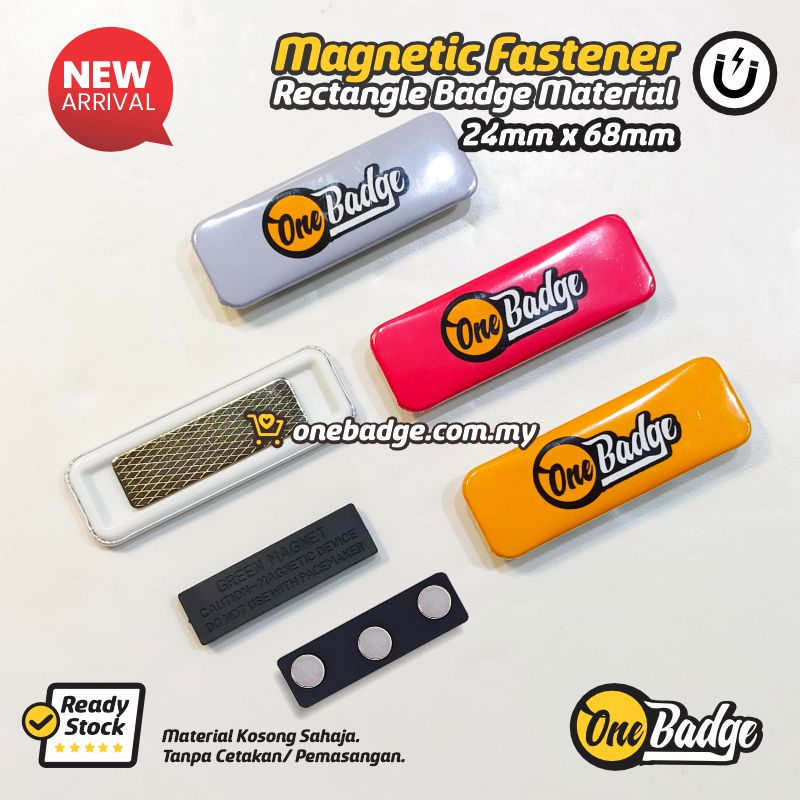 Strong Magnet Rectangle Badge Material | 24mm (H) x 68mm (L) | Name Tag ...