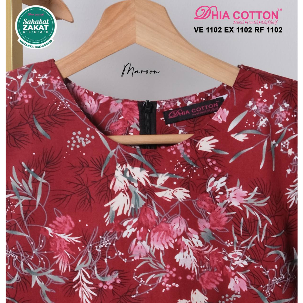 DHIA COTTON SEDONDON FAMILY 1102 MAROON - KURUNG MODEN RIAU KEDAH MINI PAHANG PEPLUM KIDS KURUNG ...