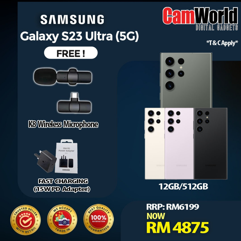 Samsung Galaxy S23 Ultra 5G ( SM-S918 ) ( 12GB + 512GB ) With 15W & K8 ...