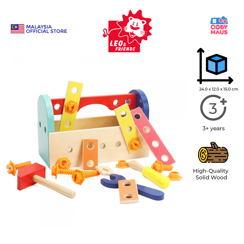 LEO N FRIENDS Kids Premium Wood Toys My First Tool Box | Shopee Malaysia
