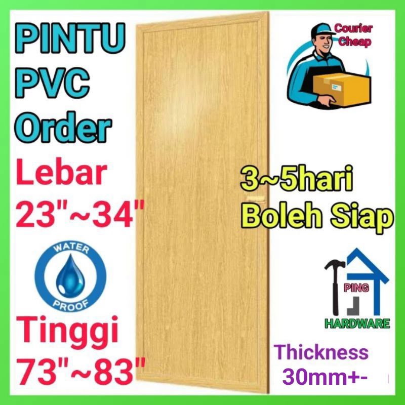3hari Siap (CUSTOM SIZE) Pintu PVC Order(Thickness 30mm+-)Pintu Tandas ...