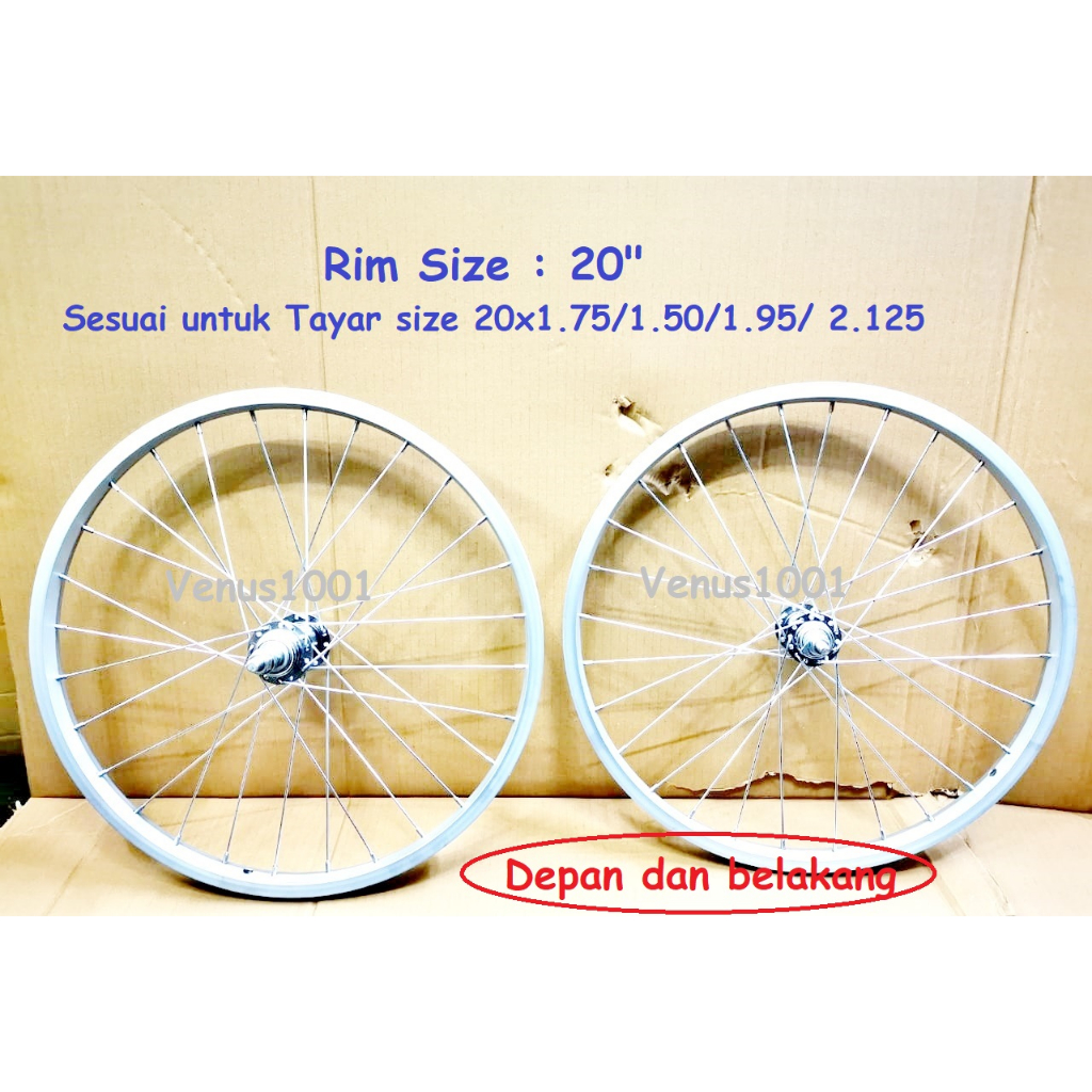 Rim 20" Jejari biasa , Gelung ALLOY sesuai untuk basikal mini , BMX dan ...