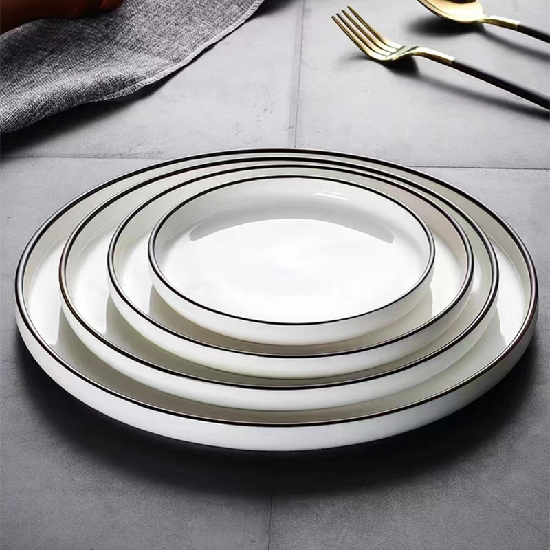 mudahmart246 Flat plate Nordic salad fruit appearance plate steak black ...