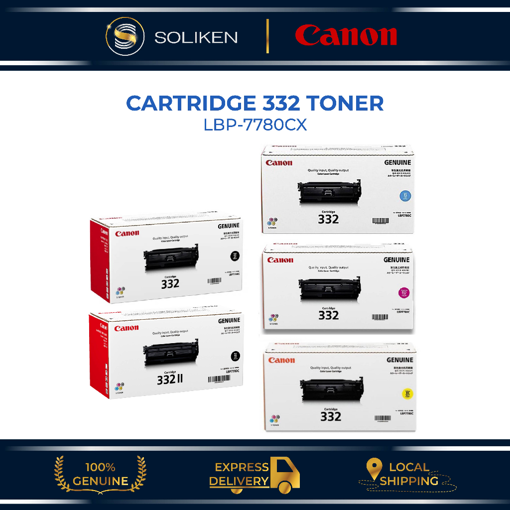 CANON CART 332 BK / C / M/ Y / II BK TONER For LBP-7780Cx Canon 332 ...
