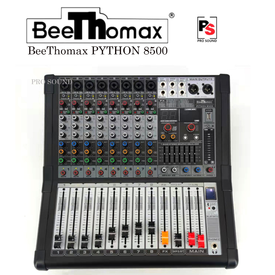 BeeThomax PYTHON 8500 500W 8CH Professional Powered Mixer Original ...