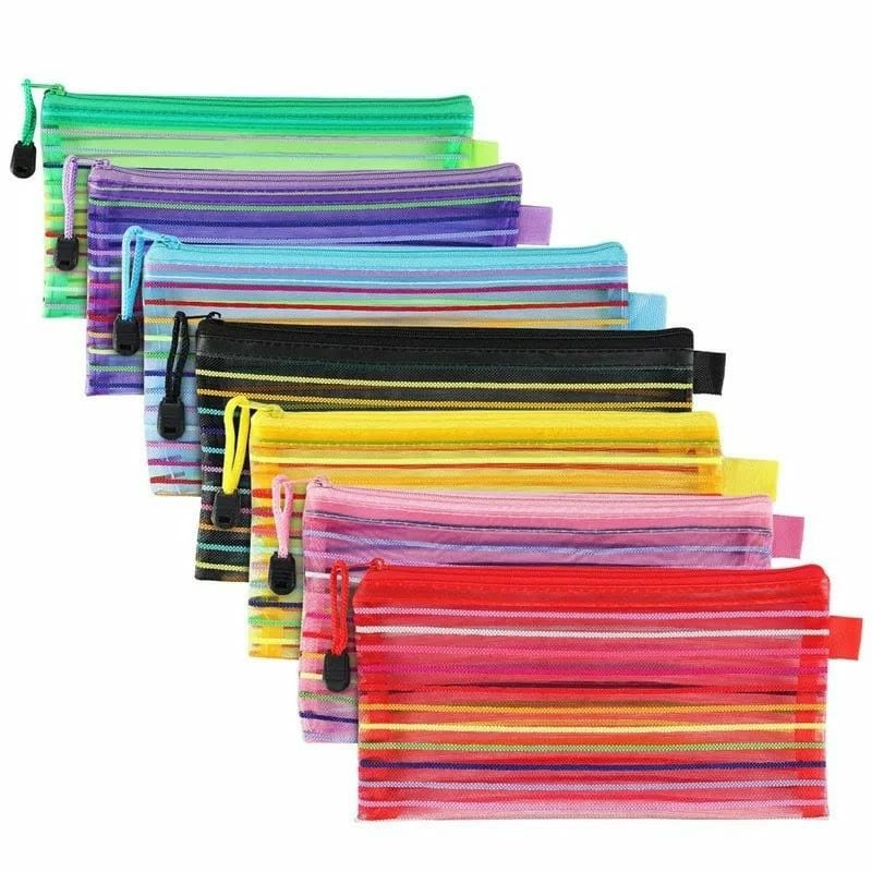 RAINBOW COLOUR NET ZIP CASE A6 PENCIL CASE MULTIPURPOSE CASE (COLOR ...