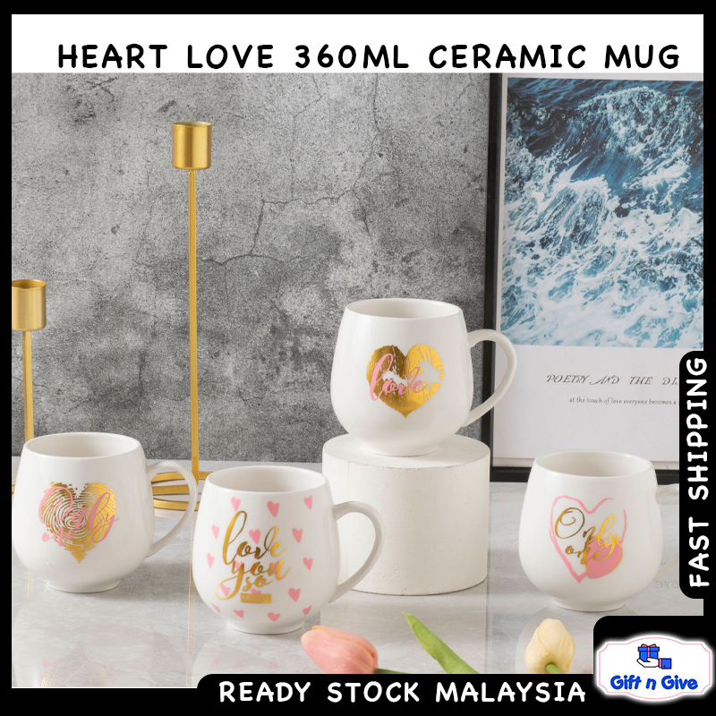 Heart Love 360ML Ceramic Mug Cup Drink Water Coffee Tea Couple ...