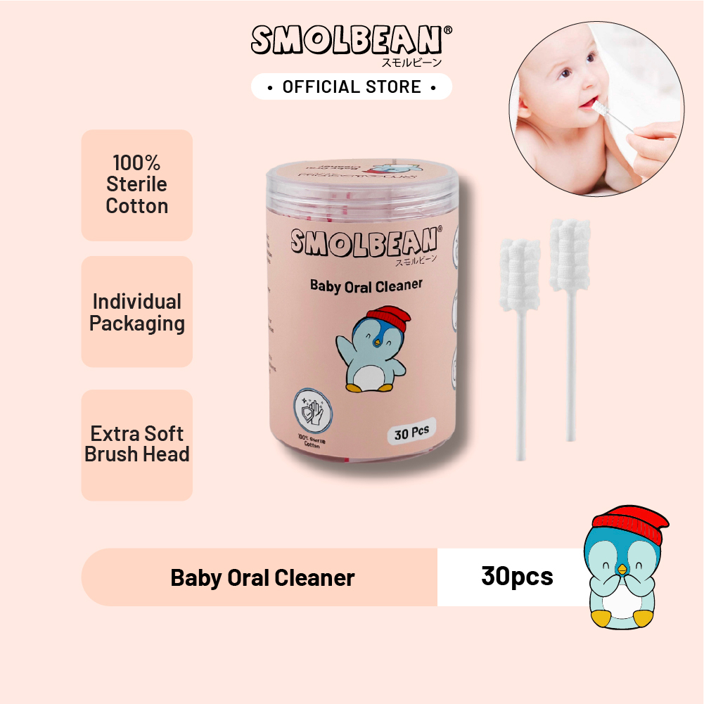 SMOLBEAN Baby Oral Cleaner 30pcs Newborn Mouth Tongue Cleaner Gauze Cotton Swab Pad Berus Gigi ...
