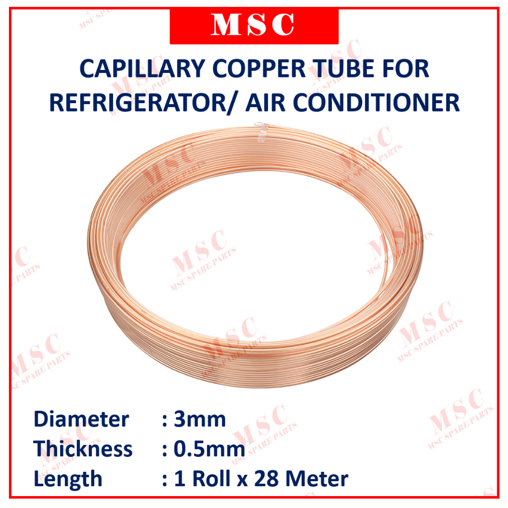 1roll 28 Meter Capillary Tube 3mm x 0.5mm Mini Copper for Refrigerator ...