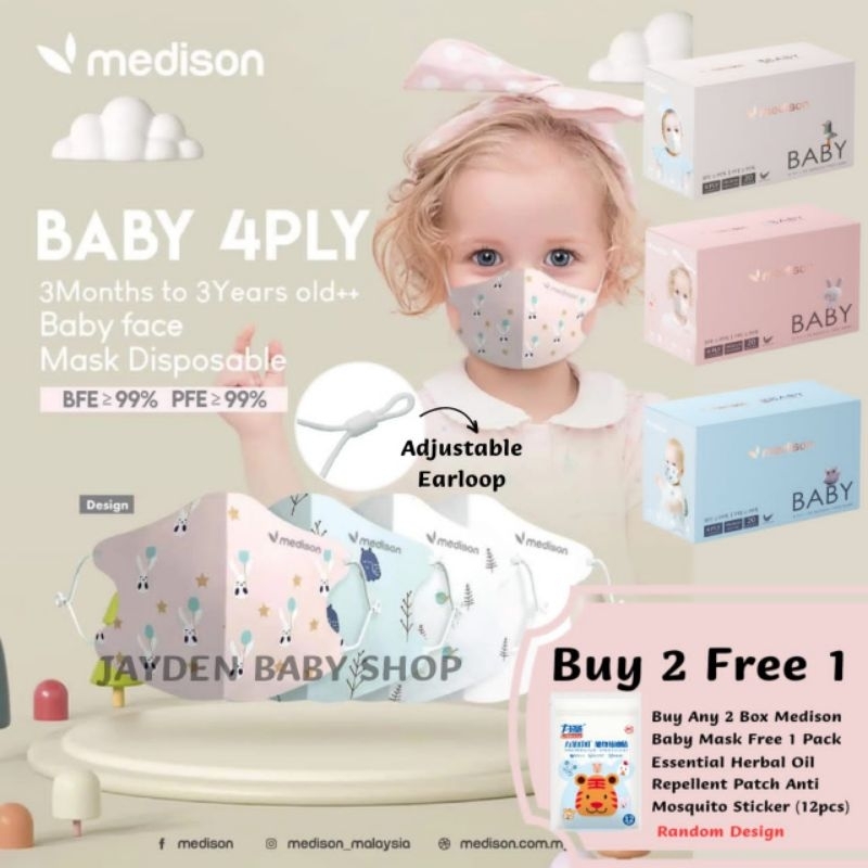 Medison Baby Mask 4Ply 3D Medical Face Mask 3D Kids Mask (20pcs/Box ...