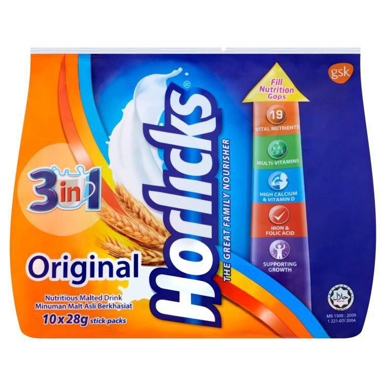 (01/10/2025) Horlicks 3 in 1 Nutritious Malted Drink 10 x 28g HORLICK ...