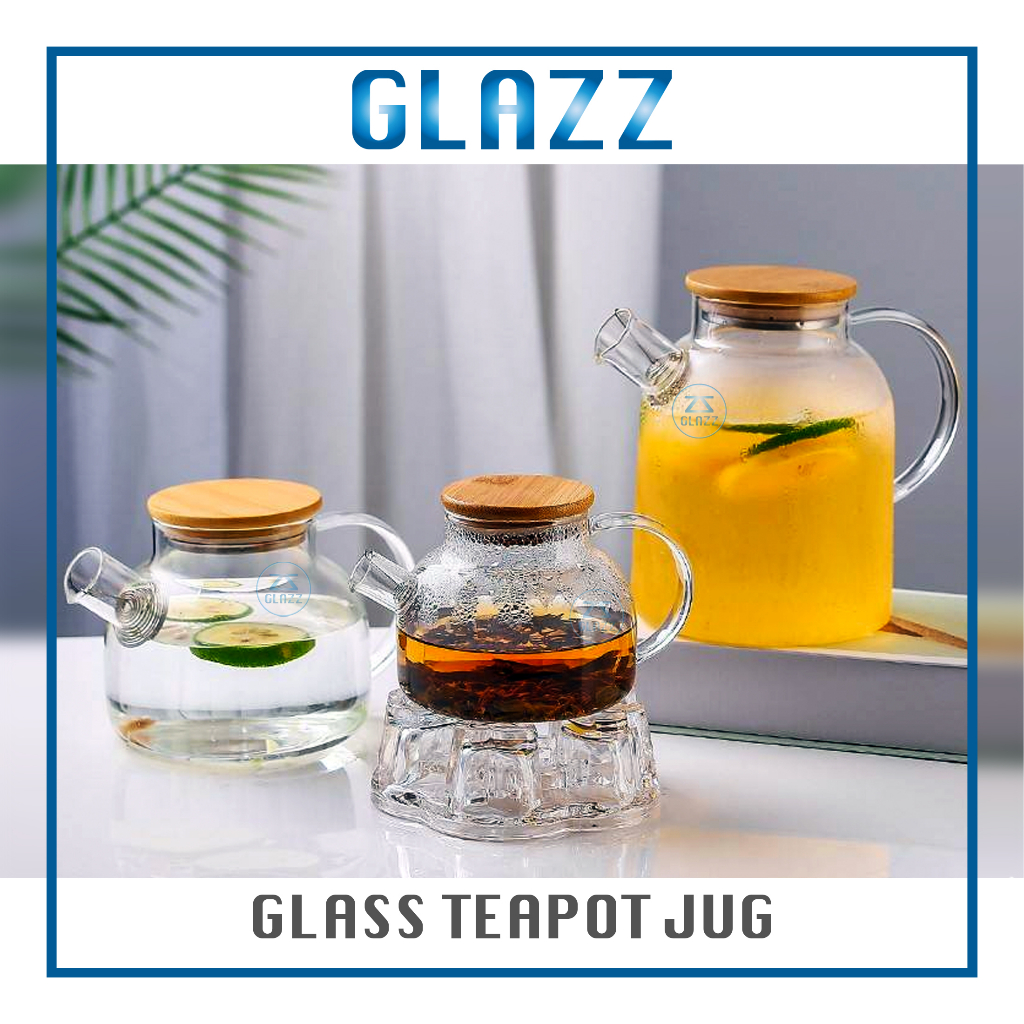 GLAZZ Heat Resistance Glass Teapot Jar Kettle Pitcher Water Coffee ...