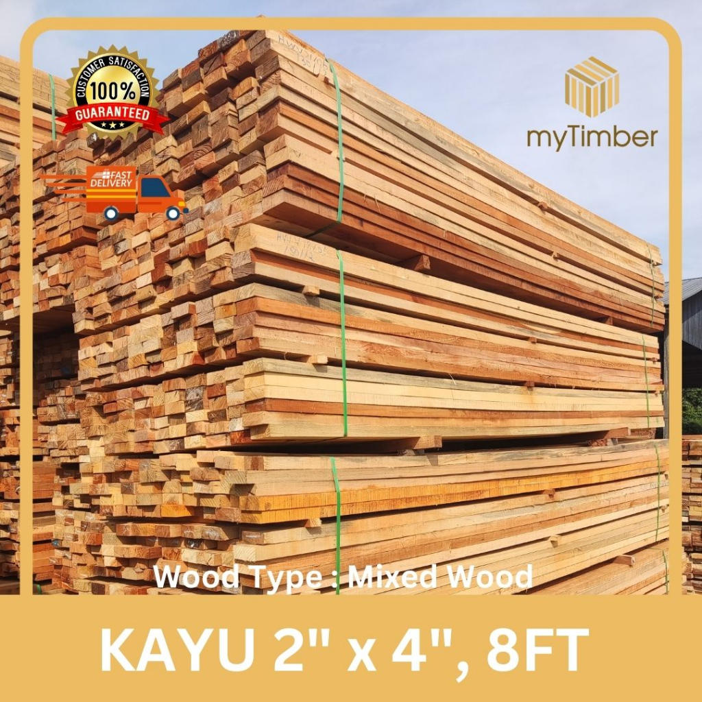 2" x 4" [8FT, Grade B] - Kayu Pembinaan / Timber / Mixed Wood / Kayu 2 ...
