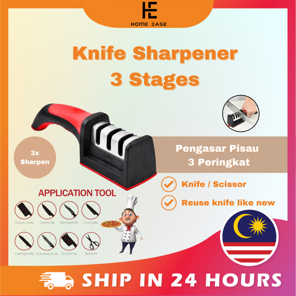 3 Stages Knife Sharpener Kitchen Rod Knife Sharpener Stone Anti Slip ...