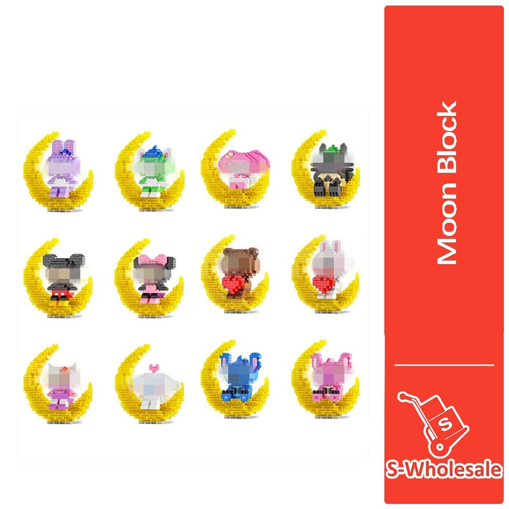 S-wholesale DIY Disney Character Model Building Blocks Mini Moon LED Block Cartoon Toy Nano ...