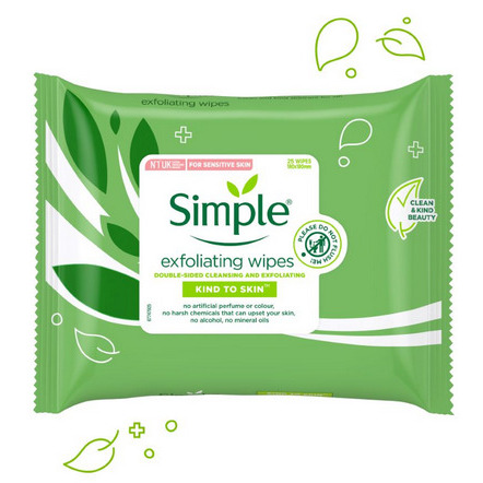 SIMPLE Exfoliating Facial Wipes 25's (Exp: July 2024) | Shopee Malaysia