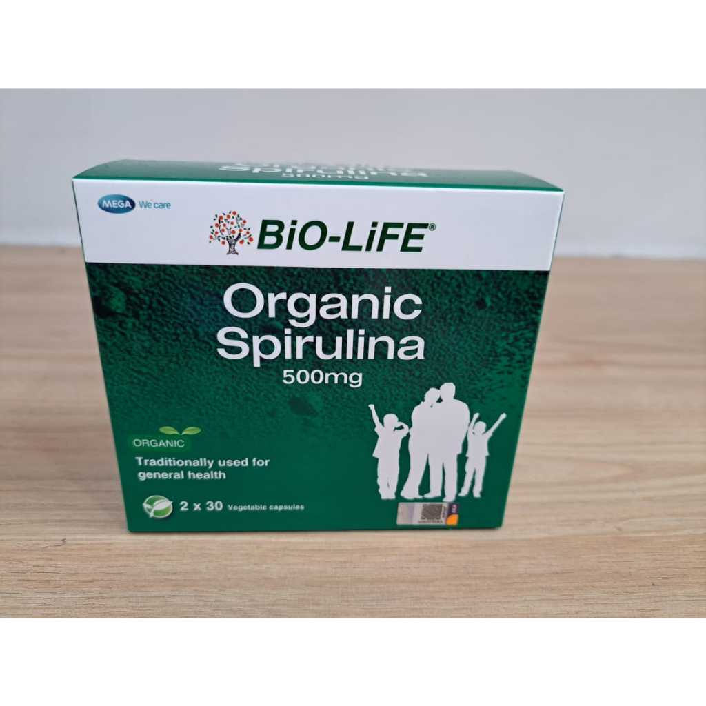 BIO-LIFE Organic Spirulina 500mg (VALUE PACK) 2 BOTTLES X 30 CAPSULES ...