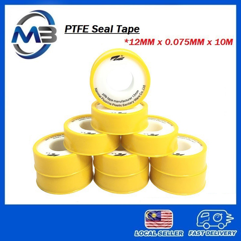 Pita Paip Putih Tape Air | Ready Stock 12mm x 0.075mm x 10m PTFE Thread Seal Tape White Pipe ...