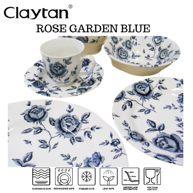 CLEARANCE Rose Garden Blue Loose Item Lead Safe Ceramic Tableware ...