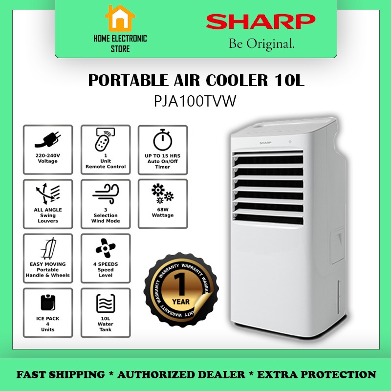 SHARP Air Cooler 370m3/h With Remote Control Protable Aircooler 10L ...
