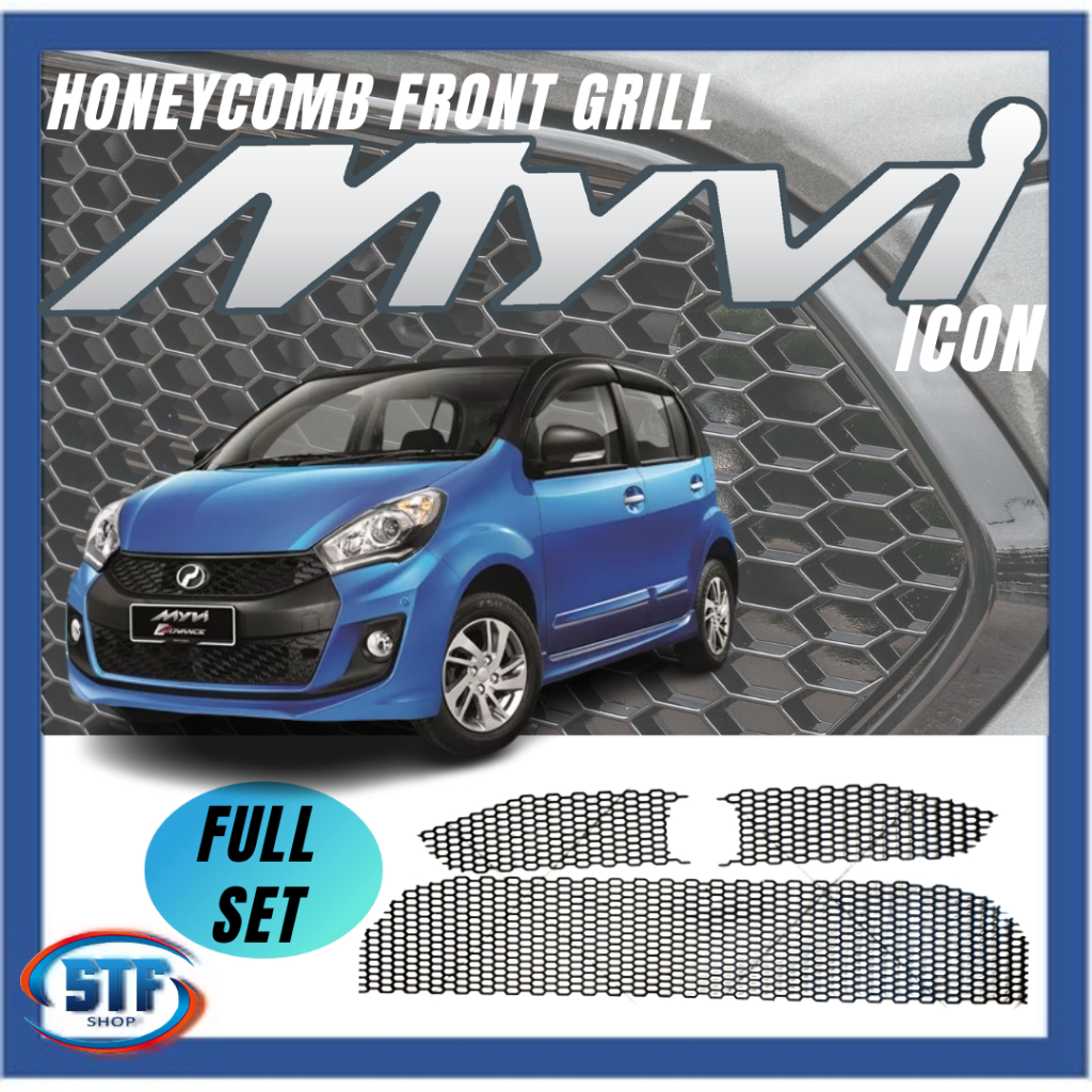 Perodua Myvi ICON Ready Cut Honeycomb Grill Full Set Top Bottom ...