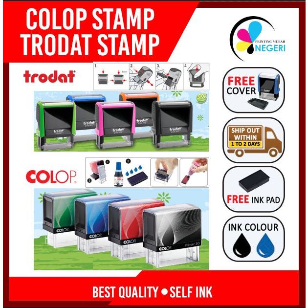SAME DAY SHIP OUT (READY STOK) Rubber Stamp COLOP Printer Line Self Inking Stamp / TRODAT Printy ...