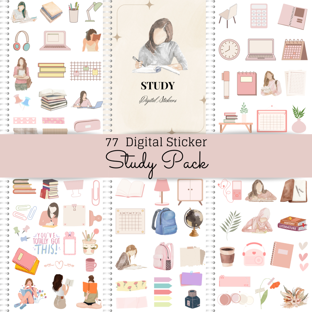 Digital Stickers for Planner Study Pack PNG || GoodNotes Notability ...