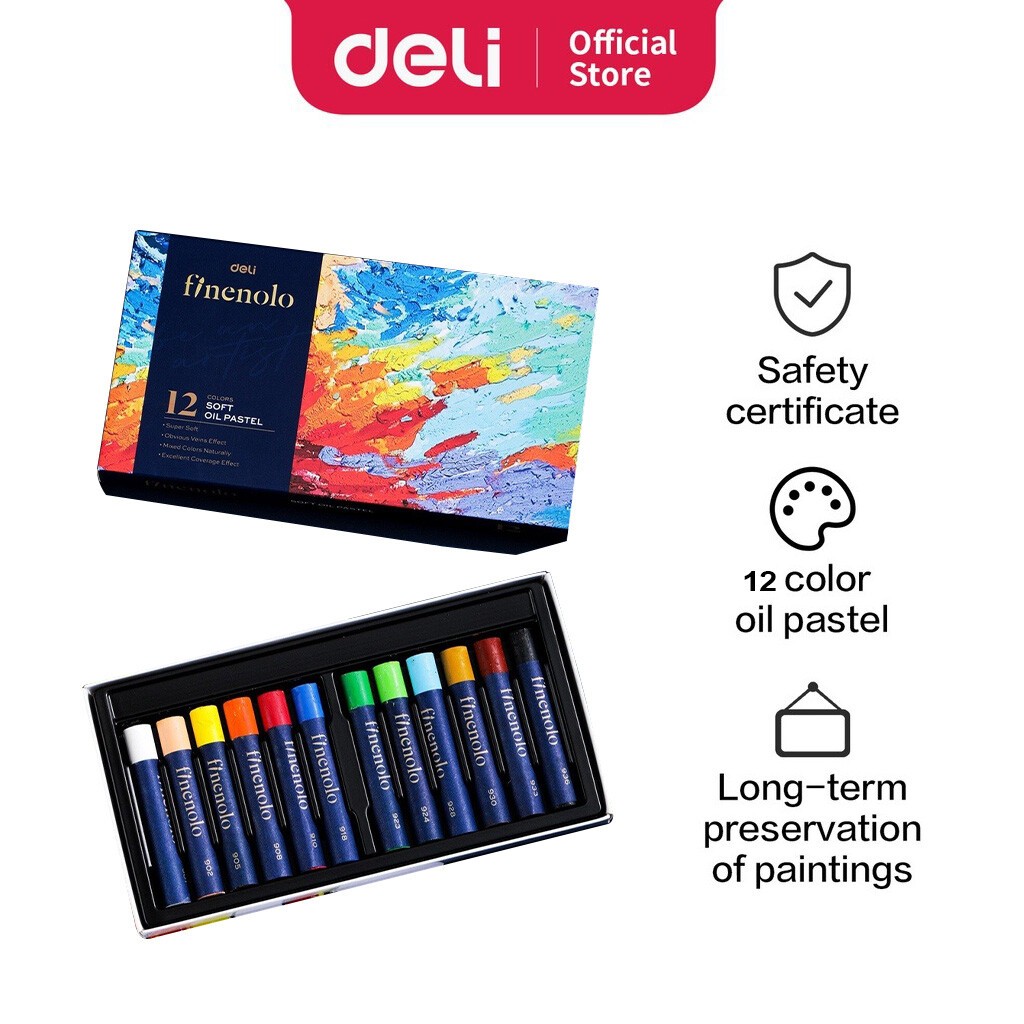 Deli Oil Pastel EC212 Finenolo Series 12 Colors Super Soft Oil Painting ...