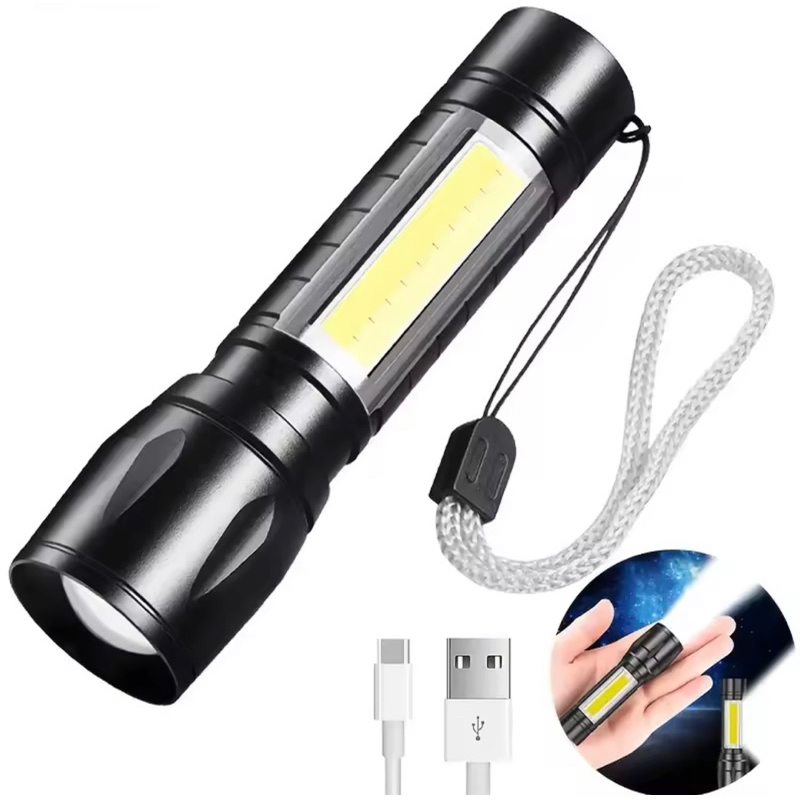 USB Rechargeable Flashlight 3 Modes High Lumen Zoomable LED Flashlight ...