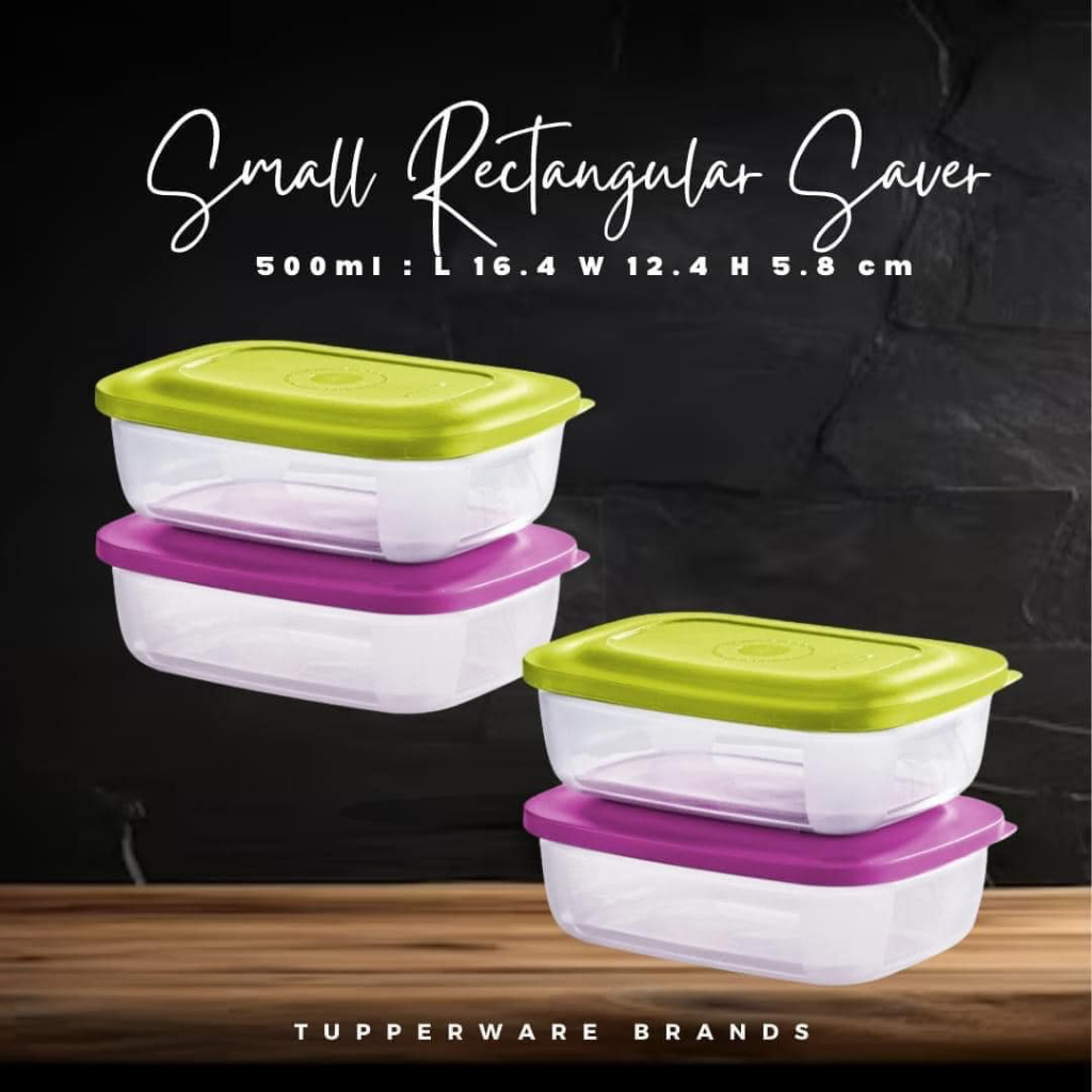 8 Jenis: Tupperware Small Rectangular Saver 500ml Lunch Box for Kid ...