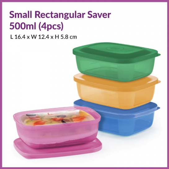 8 Colour: Tupperware Small Rectangular Saver Lunch Box 500ml Bekal nasi ...