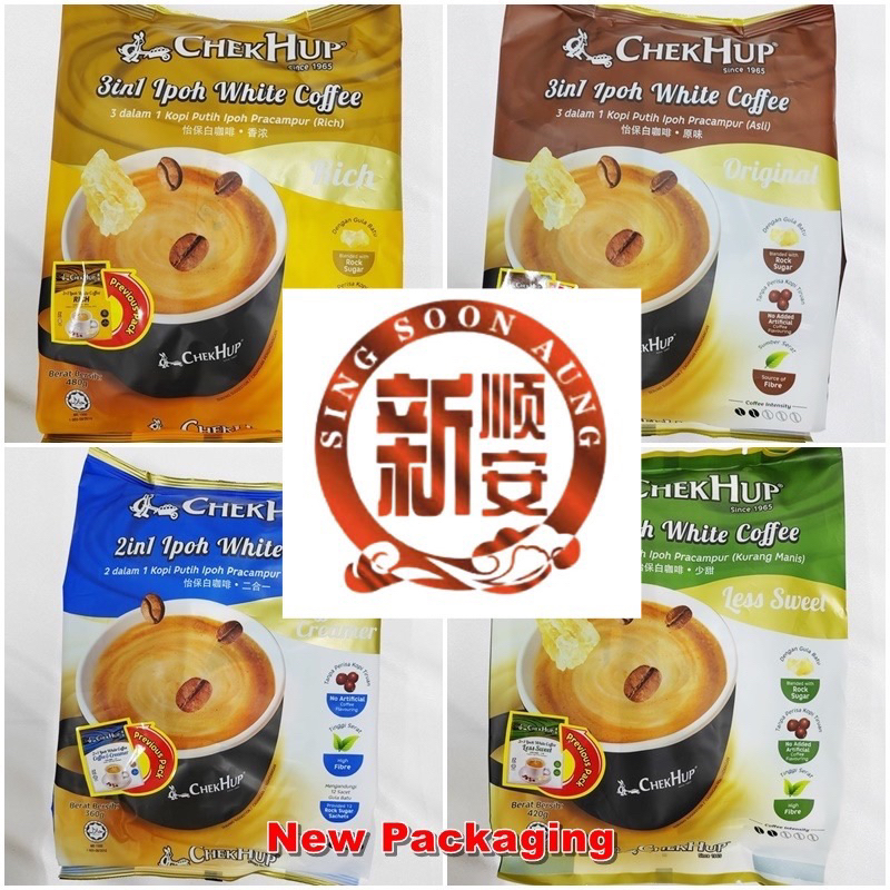CHEK HUP 3 in 1, 2 in 1 Ipoh White Coffee Creamer, Original, Rich, Less ...