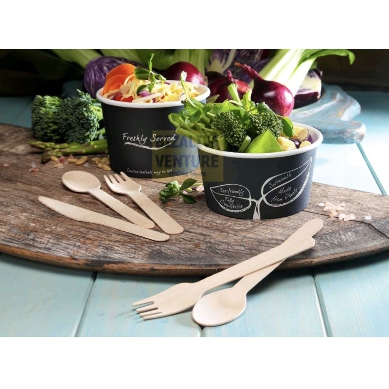 [100pcs] Eco-Friendly Wooden Cutlery Spoon l Fork | Stirrer l Batang ...