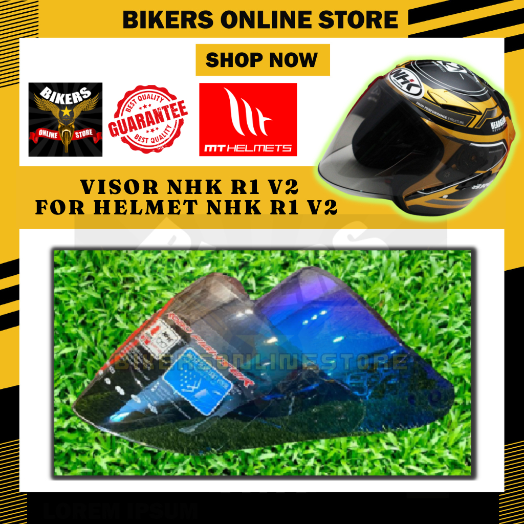 Visor For Helmet NHK R1 V2 version 2 chrome silver blue smoke dark ...