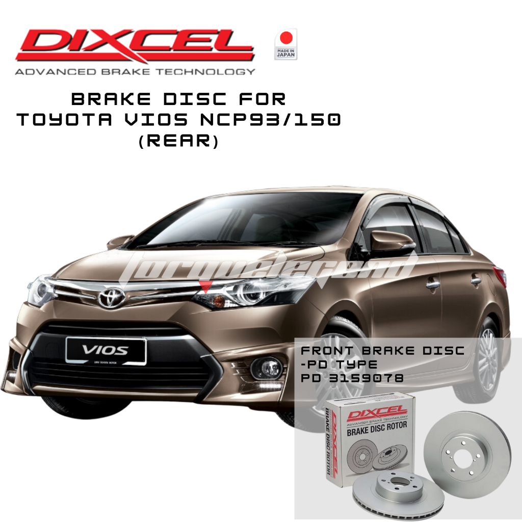 (TOYOTA VIOS NCP93 /150) DIXCEL BRAKE DISC PD TYPE REAR PD 3159078 ...