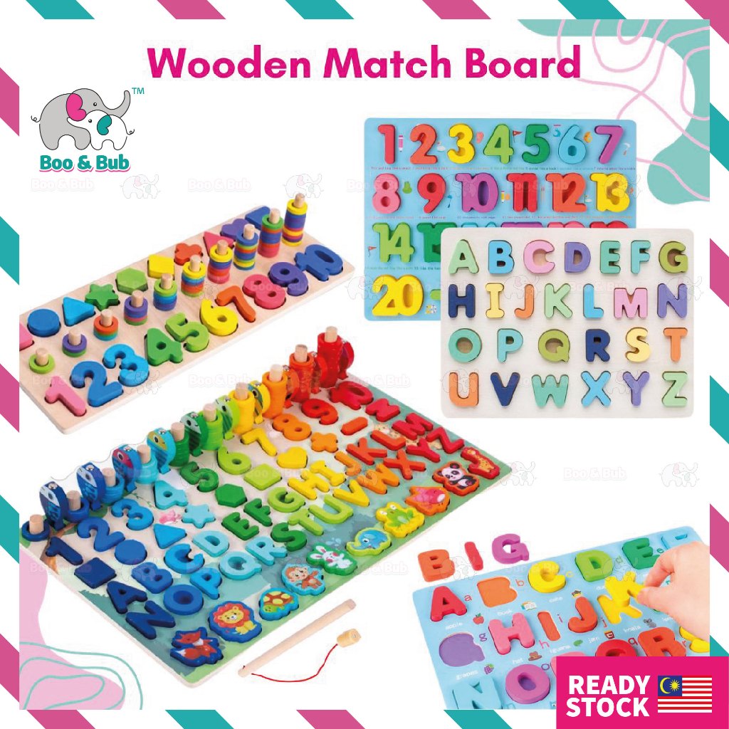 Early Learning Montessori Matching Wooden board puzzle baby Toys ...