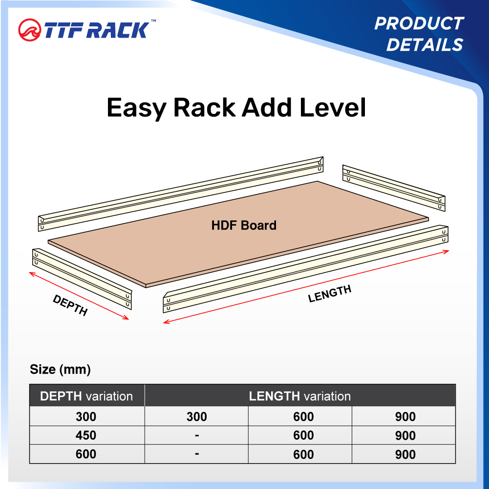 TTF Rack™ EASY ADD LEVEL Shelving Level Tingkat Tambahan Rak Besi ...
