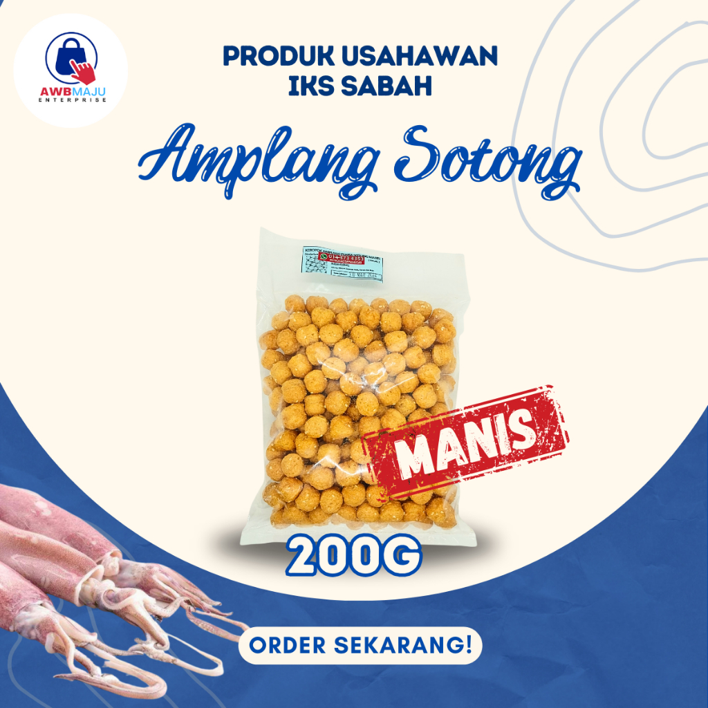 Keropok Amplang Sotong Manis ORIGINAL SABAH 200g (Produk Usahawan IKS ...
