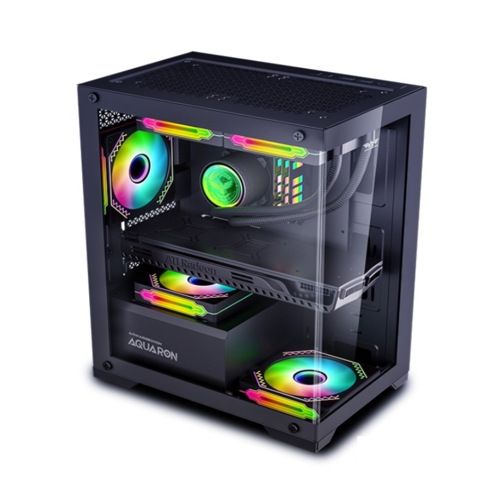 Armaggeddon Aquaron M-ATX Transparent view PC Case - Black/White/Pink ...