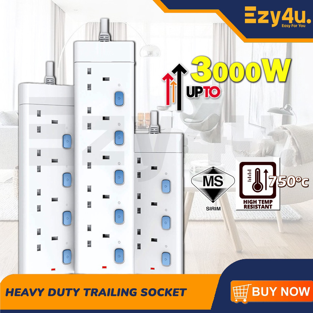GONGNIU HEAVY DUTY TRAILING SOCKET 1.8M 3M 5M Surge Protection Sirim Approved | Shopee Malaysia